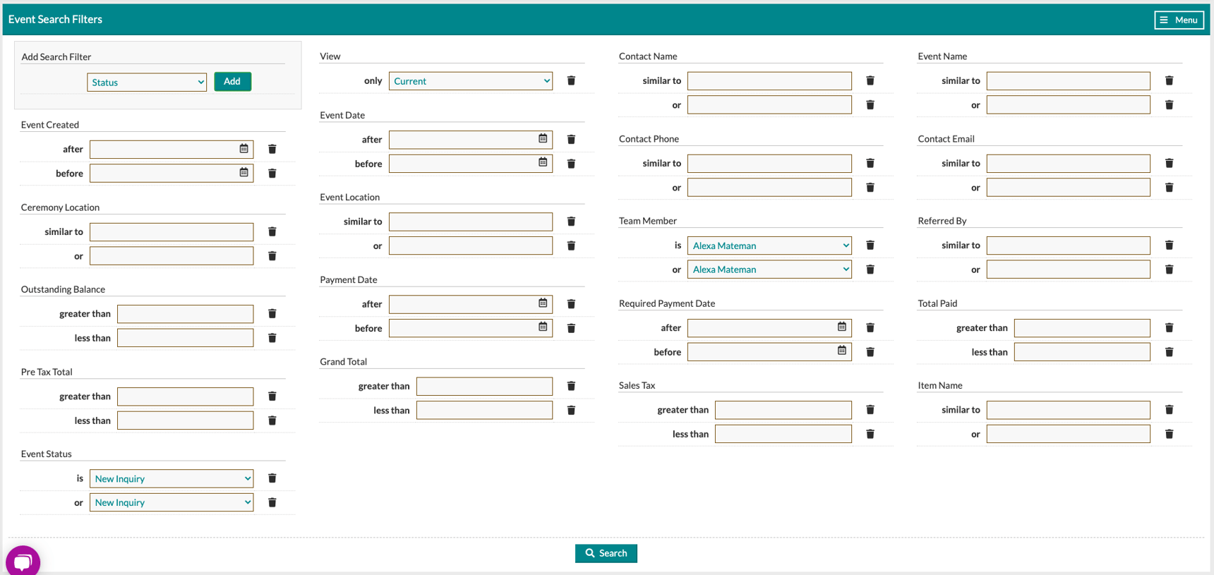 The Event List: Searching