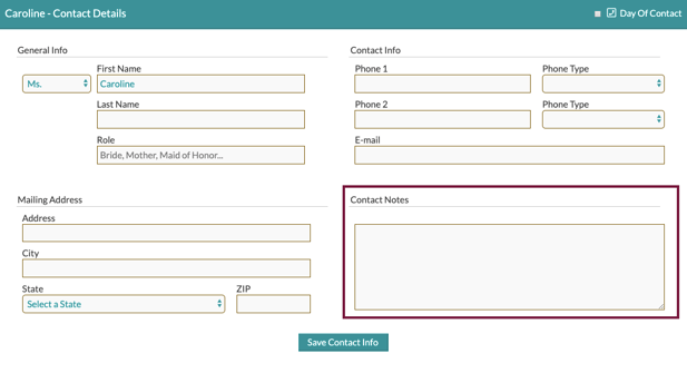 Inputting Client and Contact Notes