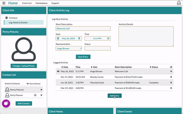 Client Information: The Client Activity Log